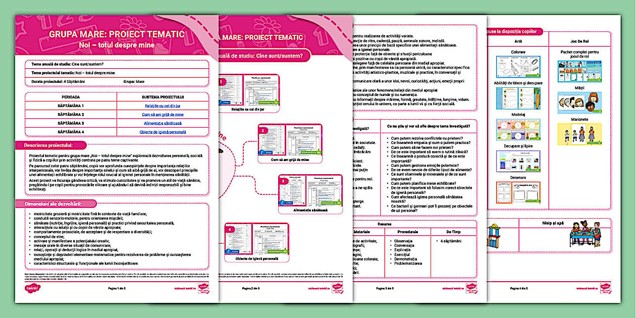 Grupa mare: Proiect tematic – Noi. Totul despre mine