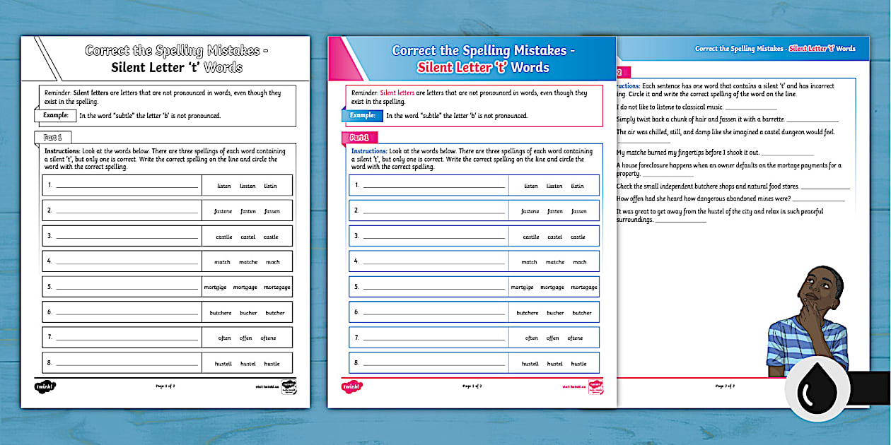 * NEW * Grade 6 Spelling Silent Letters Worksheet 1 - Twinkl
