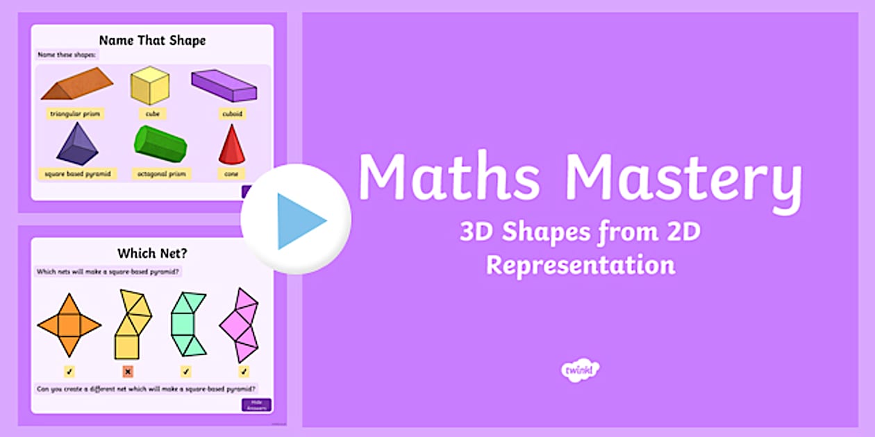Year 5 Geometry Shape 3D Shape from a 2D Representation Maths Mastery