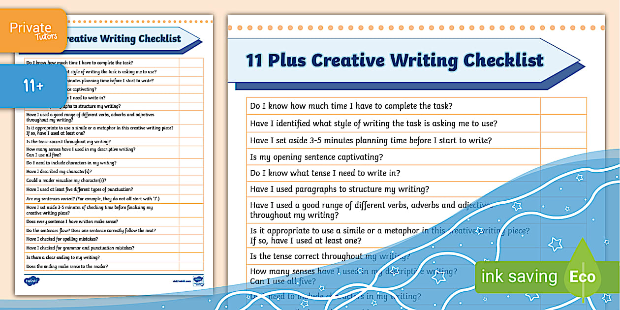 11+ Creative Writing Checklist (Lehrer gemacht) - Twinkl