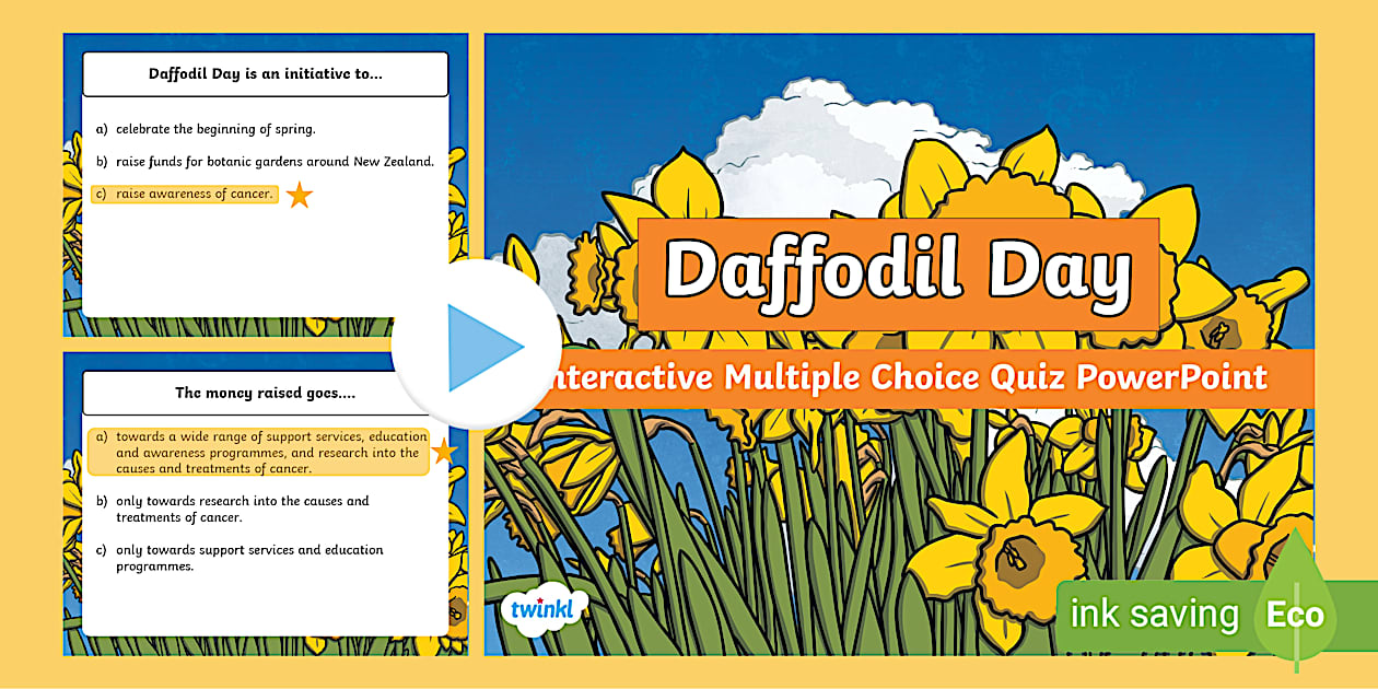 Daffodil Day Interactive Multiple Choice Quiz PowerPoint
