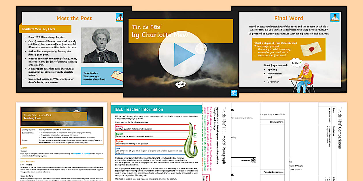 GCSE GCSE Poetry Lesson Pack to Support Teaching On 'Fin de Fete' by ...