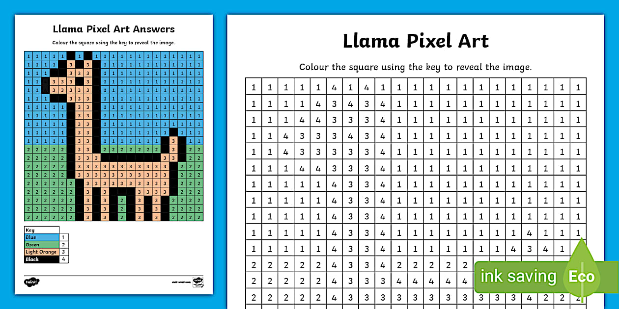 Llama Pixel Art Template (Teacher-Made) - Twinkl