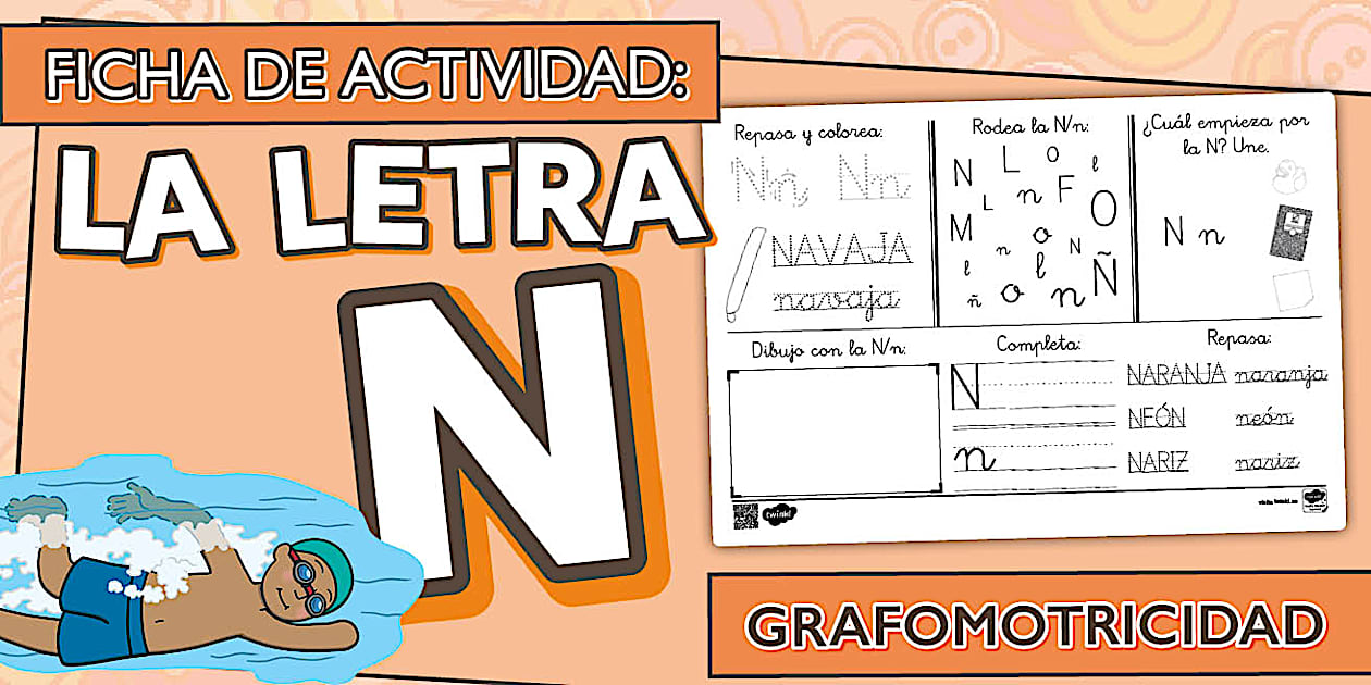 Ficha de actividad: La letra N - Grafomotricidad