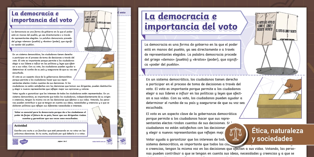 La democracia e importancia del voto - Hoja de información