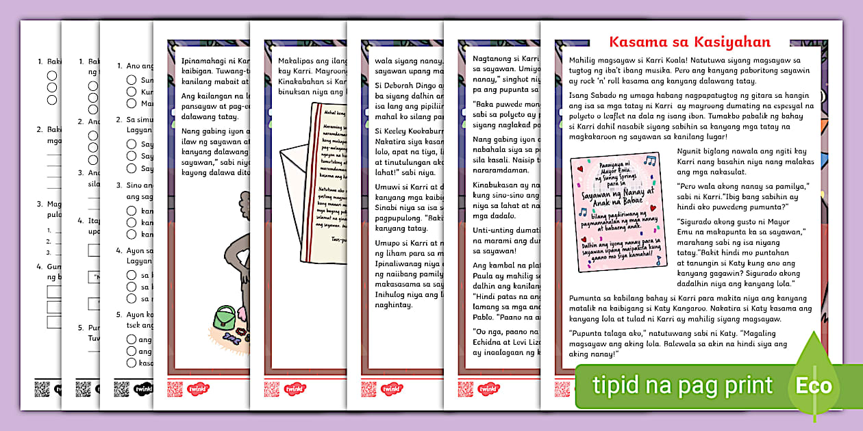 Kasama Sa Kasiyahan: Mga Pagsasanay Sa Pagbasa| Grade 1 | Twinkl