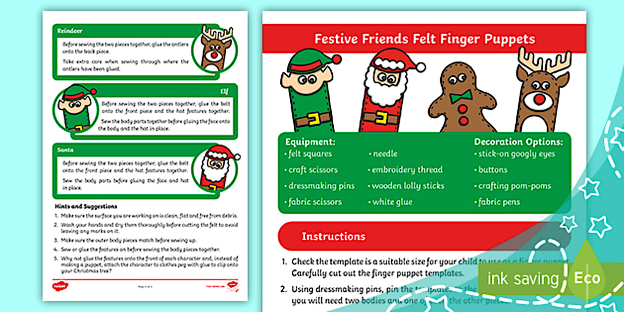 Festive Felt Friends Craft Instructions (teacher made)