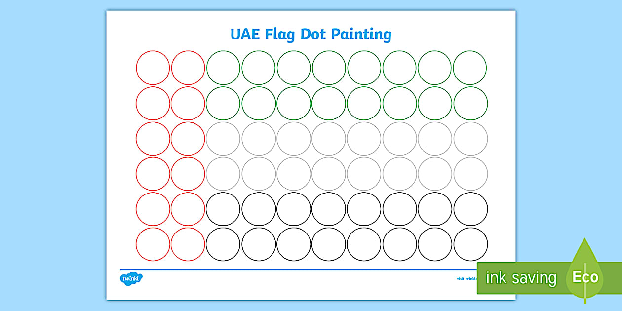 UAE Flag Dot Painting Worksheet (teacher made) - Twinkl