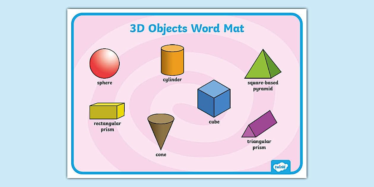 3D Objects Word Mat (Teacher-Made) - Twinkl