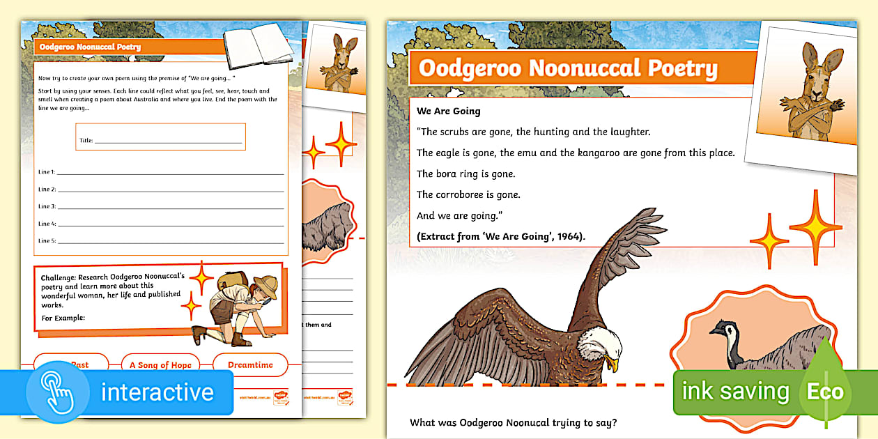 Oodgeroo Noonuccal Worksheet | Australian Poetry | Twinkl