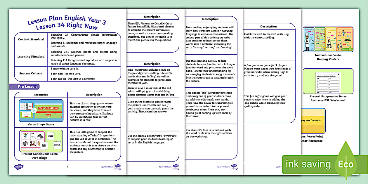 KSSR English Lesson Plan - Year 3 Lesson 34 Right Now