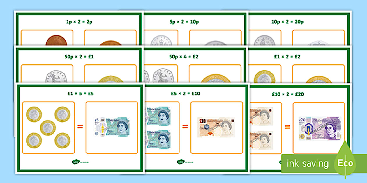 Money Equivalent Values Display Posters - Twinkl