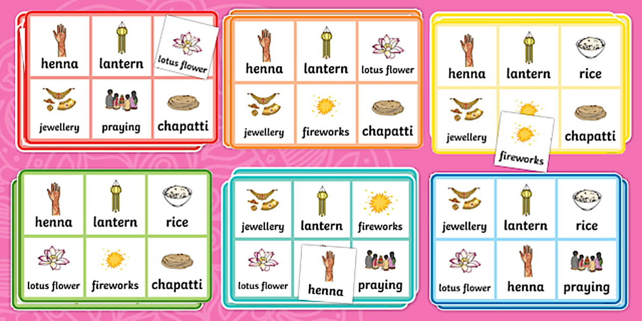 Diwali Bingo - ESL Diwali Vocabulary Bingo (teacher made)