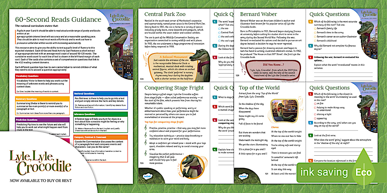 Lyle, Lyle, Crocodile KS2 Reading Level Activity | Twinkl
