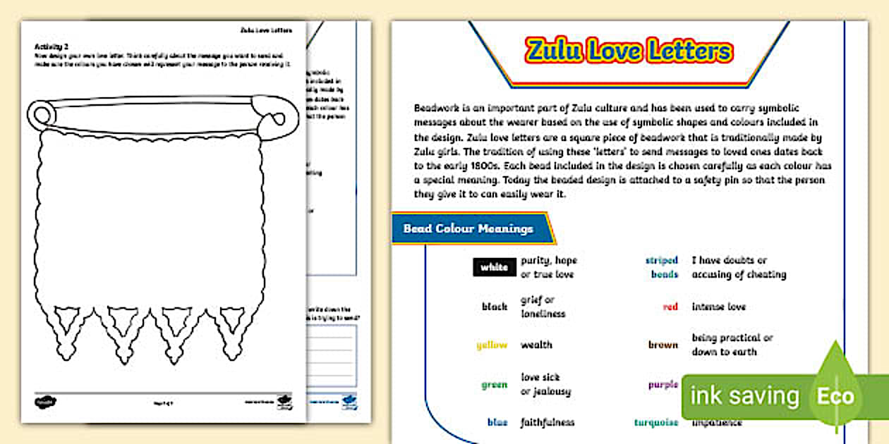 Zulu Beads Activity | Design Your Own Zulu Love Letter