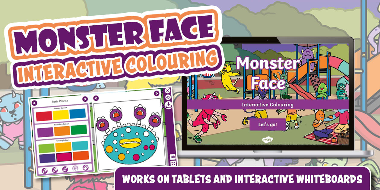 * NEW * Monster Face Interactive Colouring - Twinkl