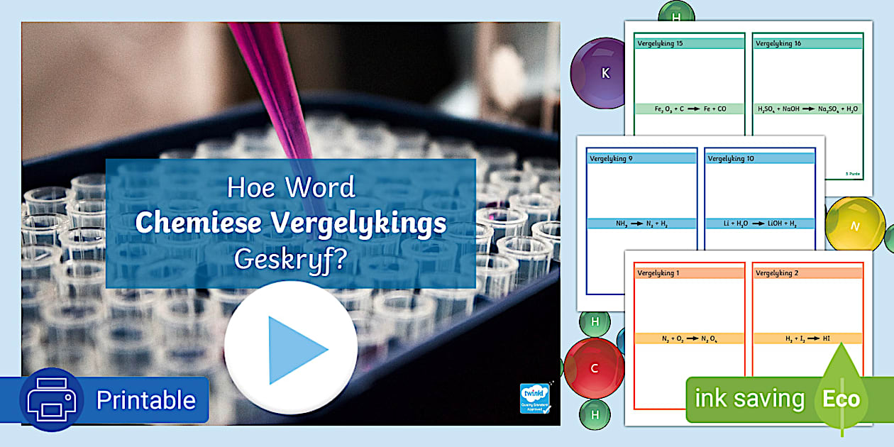 Balanseer Chemiese Vergelykings (teacher made) - Twinkl