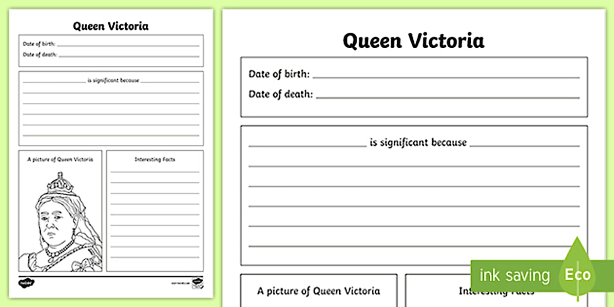 Editable Queen Victoria Significant Individual Writing Frame