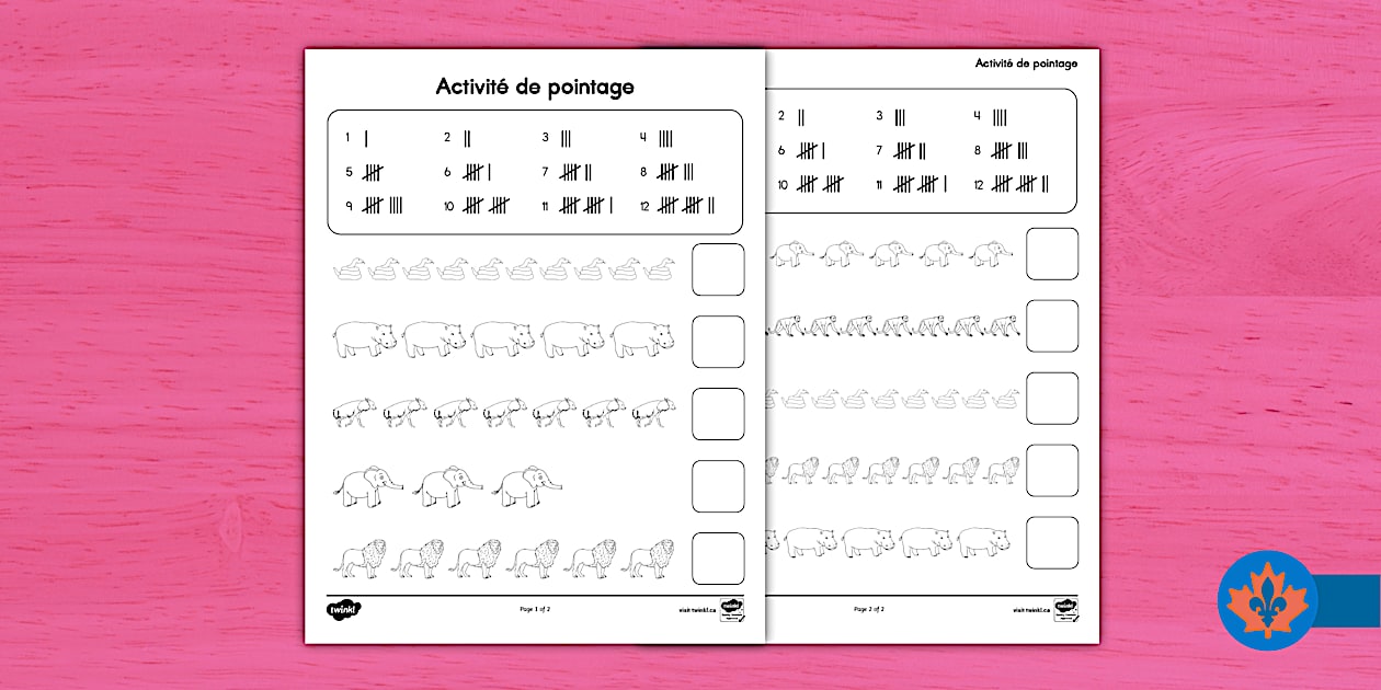 Tally Marks Activity French (teacher made) - Twinkl