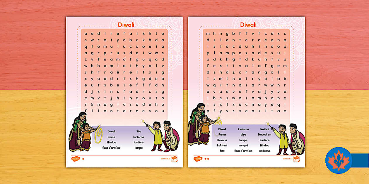 Diwali Primary Word Search French (Teacher-Made) - Twinkl