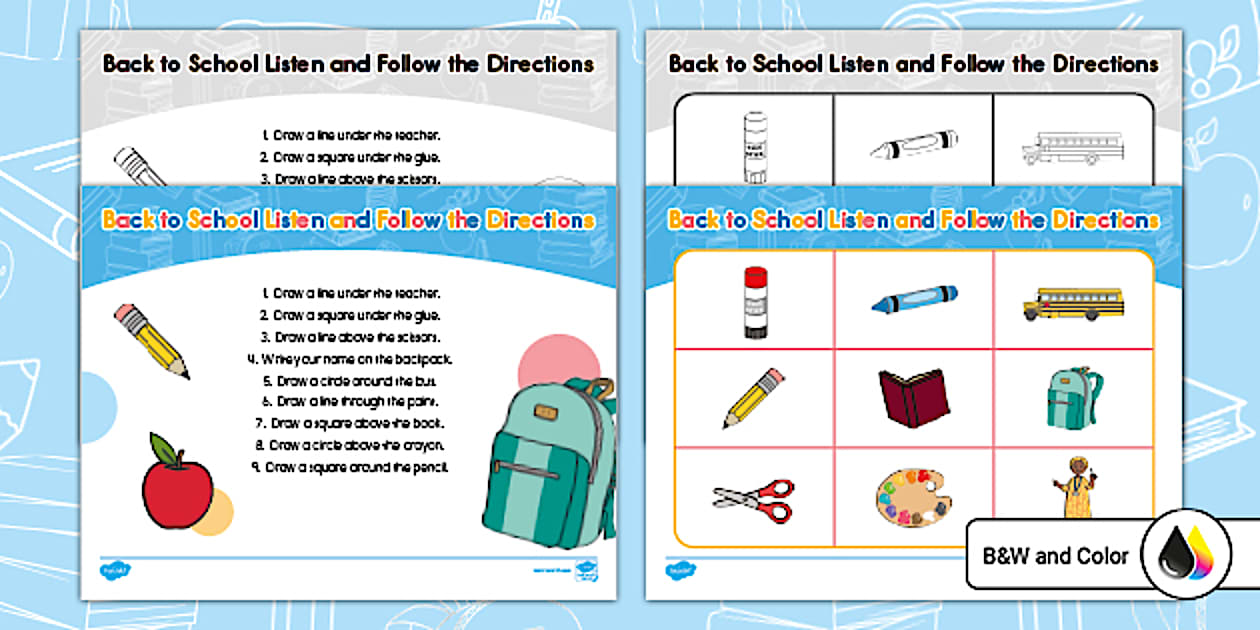 Following Directions Worksheet | PreK Resource | Twinkl USA