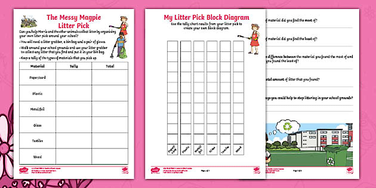 Editable The Messy Magpie Litter Picking Tally and Block Diagram ...