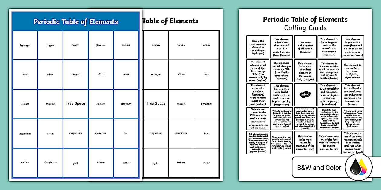 Periodic Table Bingo - Twinkl USA (teacher made) - Twinkl