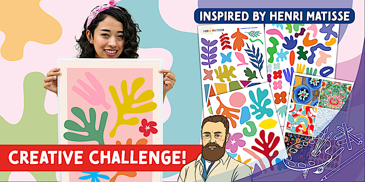 Henri Matisse Inspired Art Challenge Collage Activity Pack
