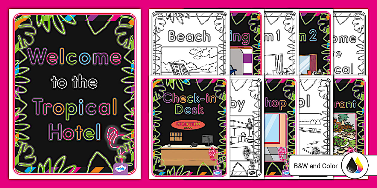 Tropical Hotel Dramatic Play Posters (Teacher-Made) - Twinkl