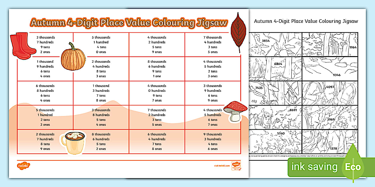👉 KS2 Maths Autumn 4-Digit Place Value Colouring Assessment