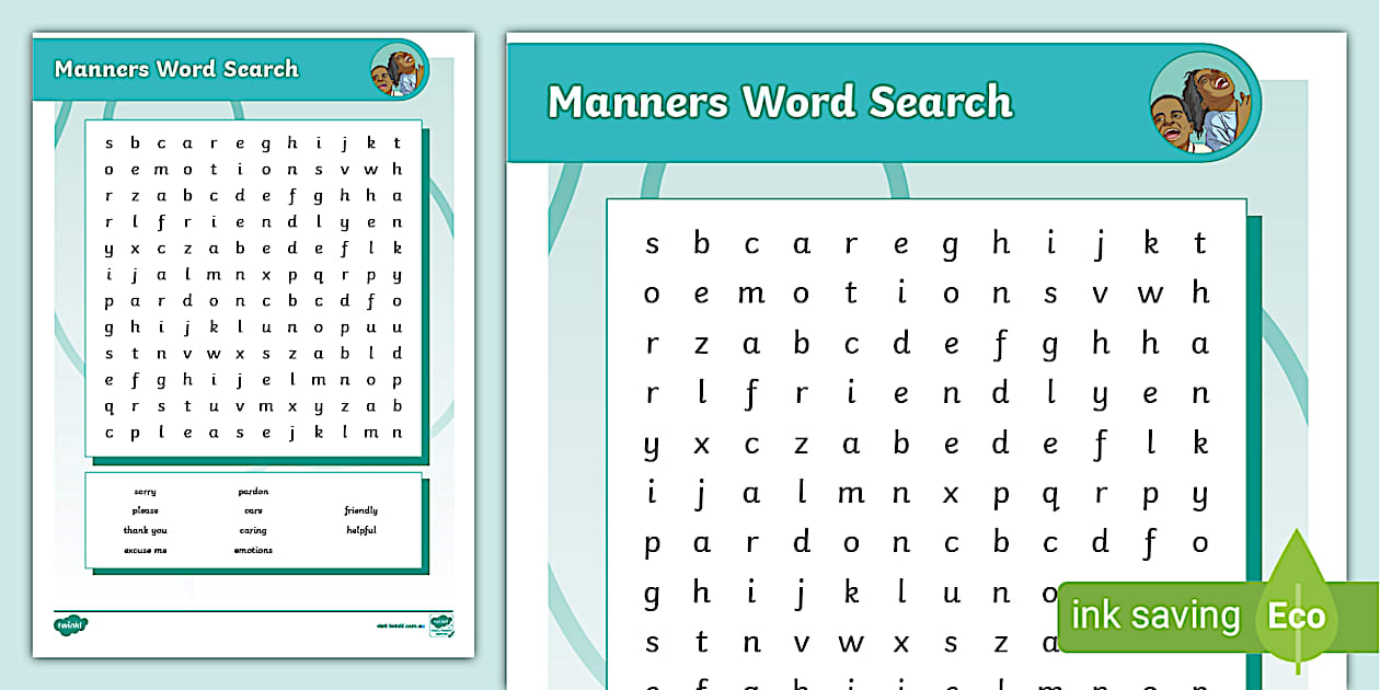 Manners Word Search 3-4 (teacher made) - Twinkl