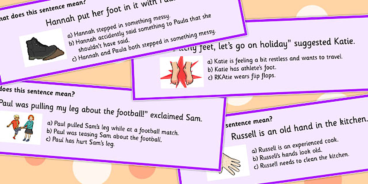 Body Idiom Sentences Multiple Choice Set 3 (teacher made)