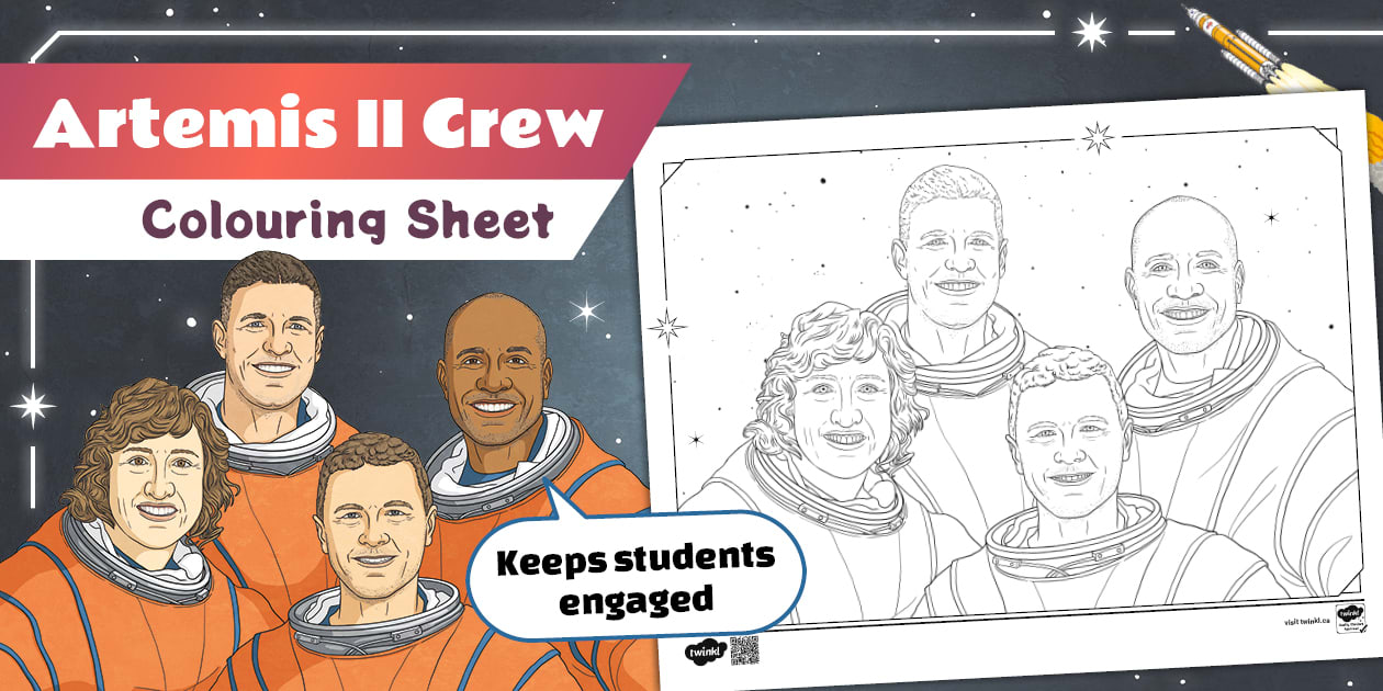 Artemis II Crew Colouring Sheet