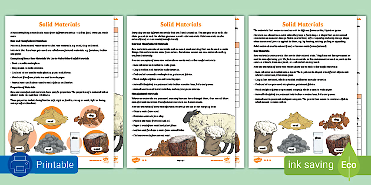 Solids | Solid Materials | Notes and Questions - Twinkl