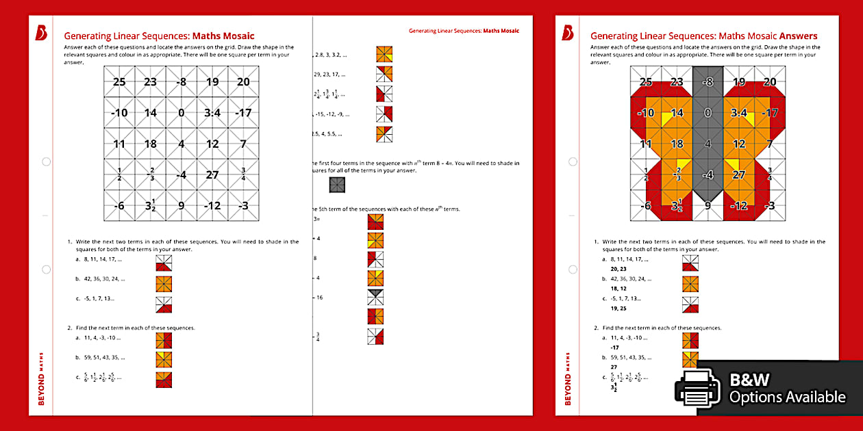 👉 Generating Linear Sequences: Maths Mosaic - Twinkl