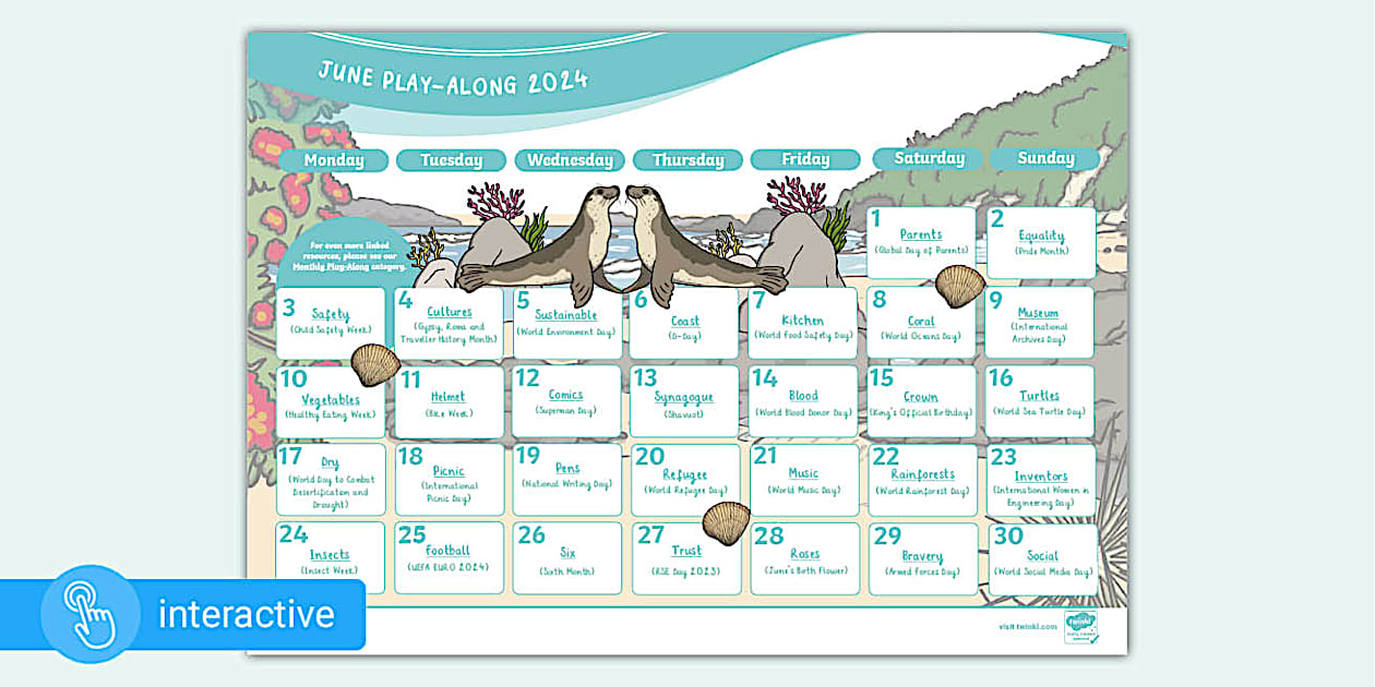 June Play-Along Calendar (2024) - Twinkl