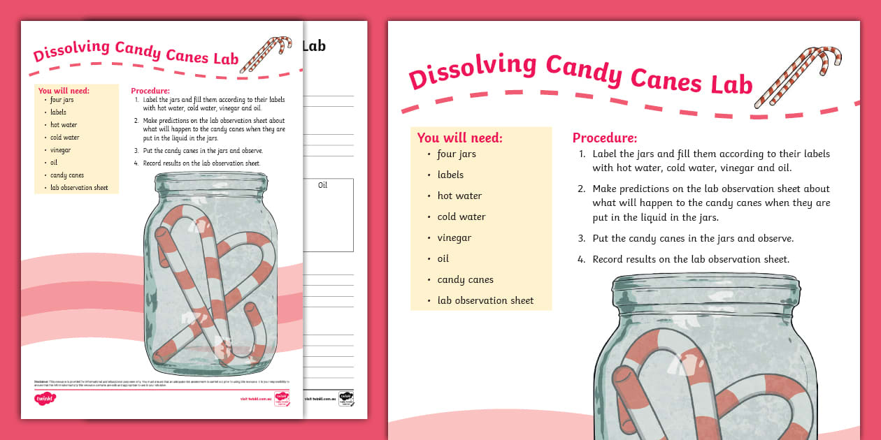 Dissolving Candy Canes Experiment (teacher made) - Twinkl