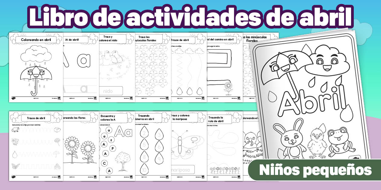 Libro de actividades de abril para niños pequeños