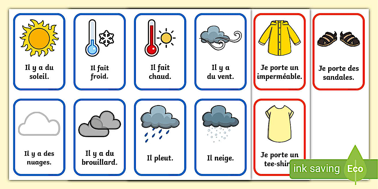 👉 French Weather and Clothes Matching Cards - Twinkl