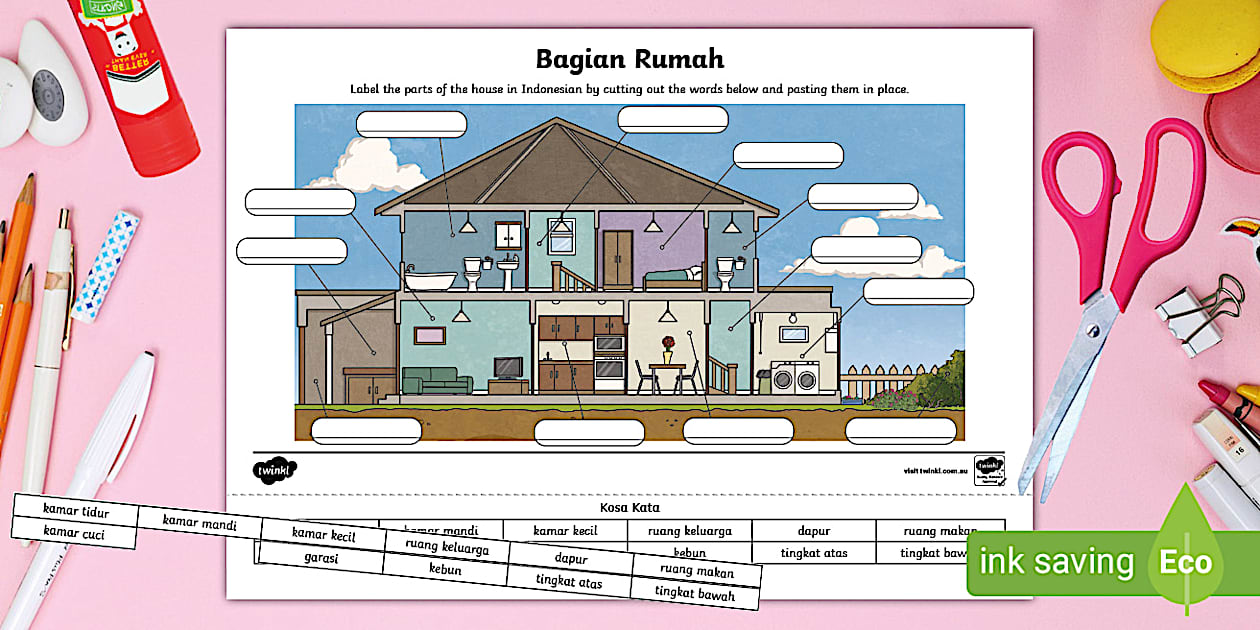 Label Parts of the House Activity Indonesian Rumah Lesson