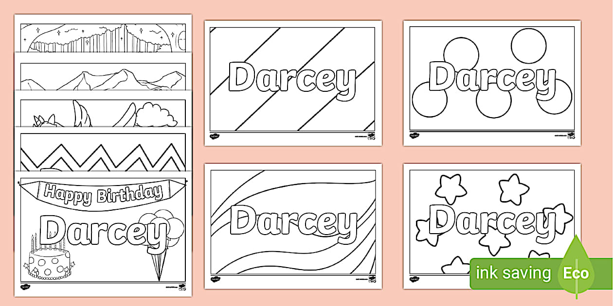 Darcey Name Simple Colouring Activity Sheet - Twinkl