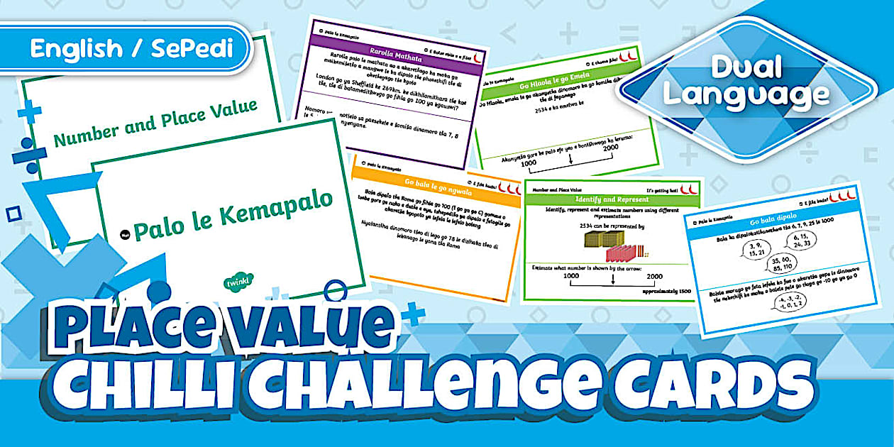 Gr 4 Maths Place Value Challenge Cards - Sepedi/English