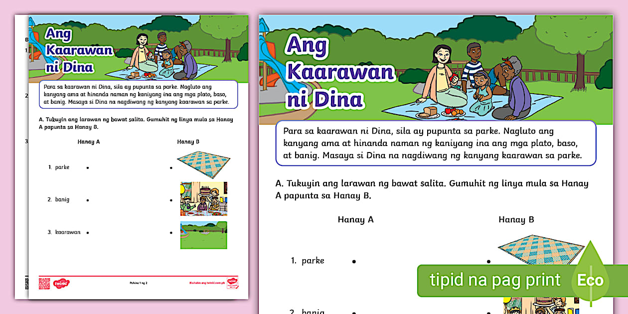Pagbasa at Pag-unawa Worksheet (Ang Kaarawan ni Dina) | Twinkl