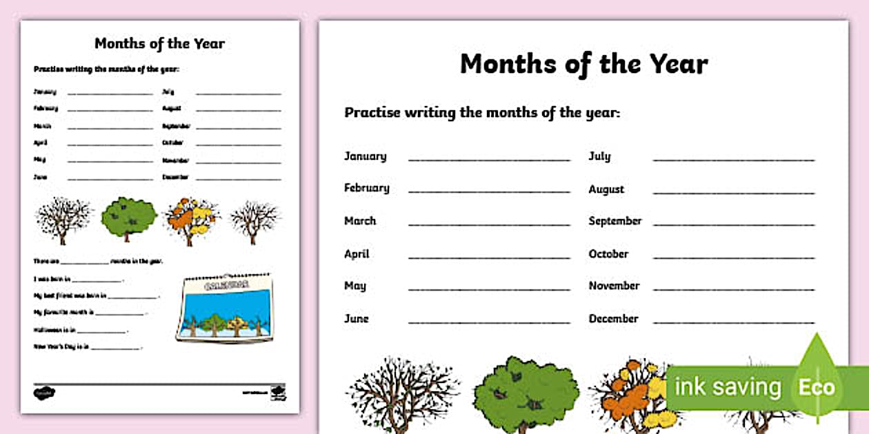 Months of the Year Activity Sheet (teacher made) - Twinkl