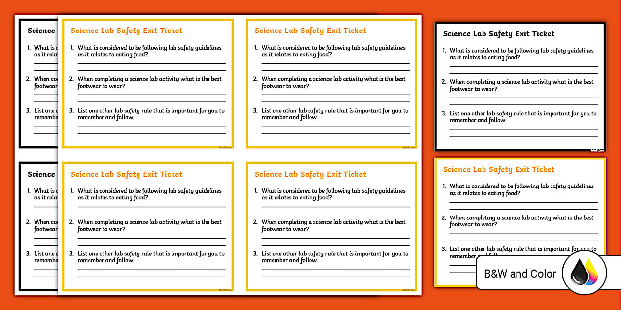 Science Lab Safety Exit Tickets for 6th-8th Grade - Twinkl