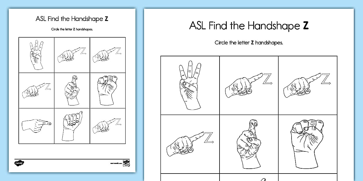 ASL Find the Handshape Letter Z - Twinkl