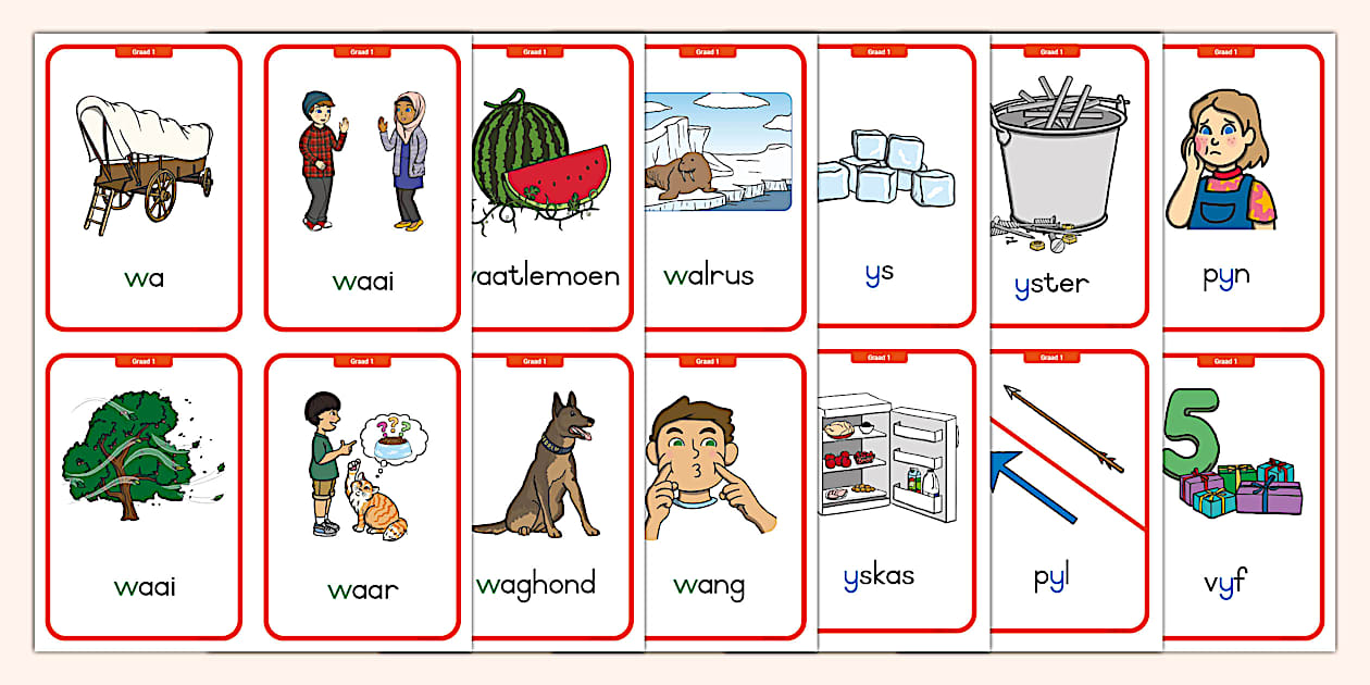 Graad 1 Klanke Flitskaarte w, y (Teacher-Made) - Twinkl