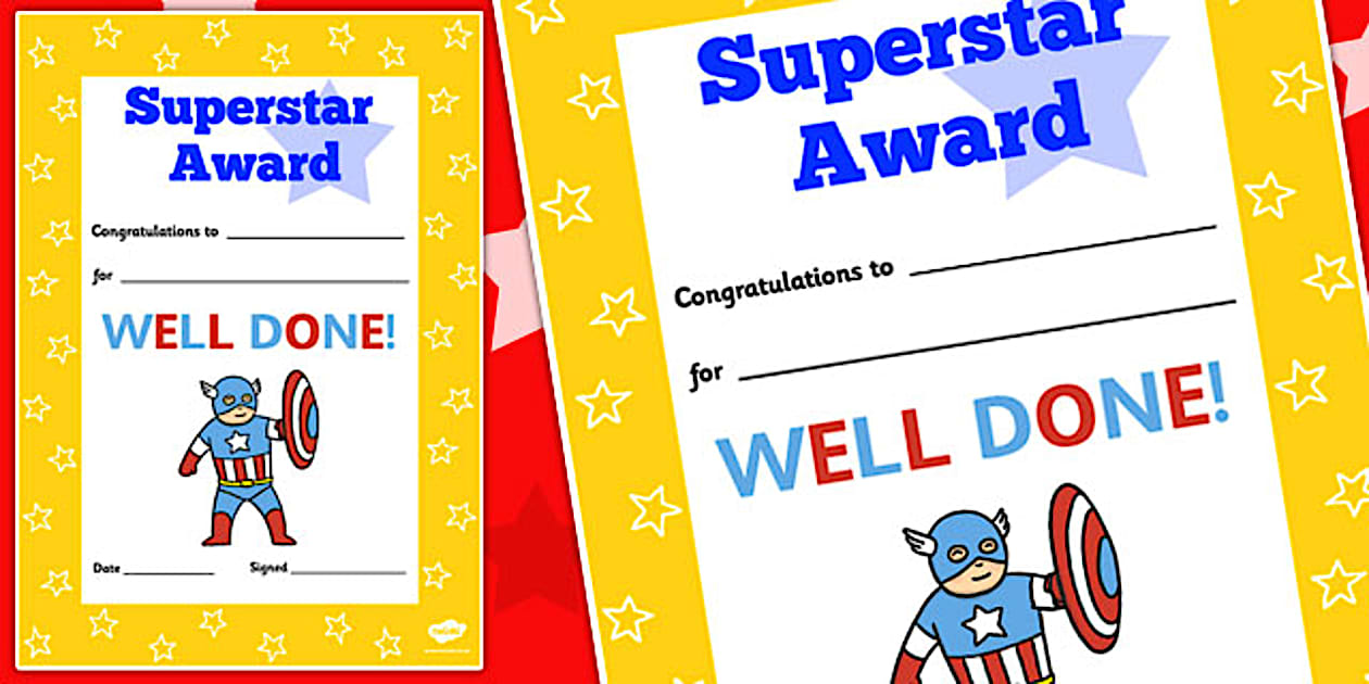 Editable Super Star Award Decorative Certificate - Twinkl