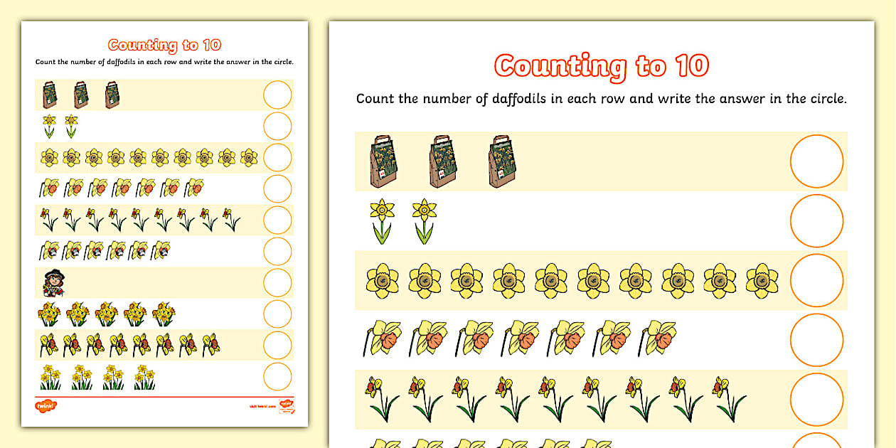 👉 Daffodil Counting Worksheet (teacher made) - Twinkl