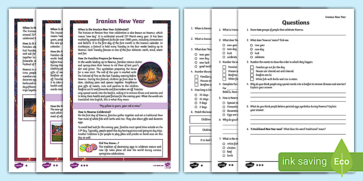 Lower Ability LKS2 Iranian New Year Reading Comprehension